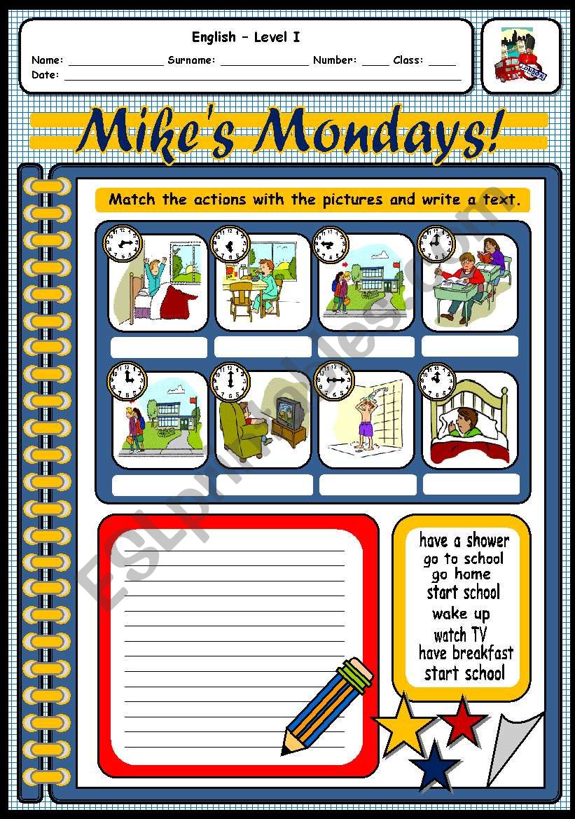 MIKE´S ROUTINE - ESL worksheet by xani