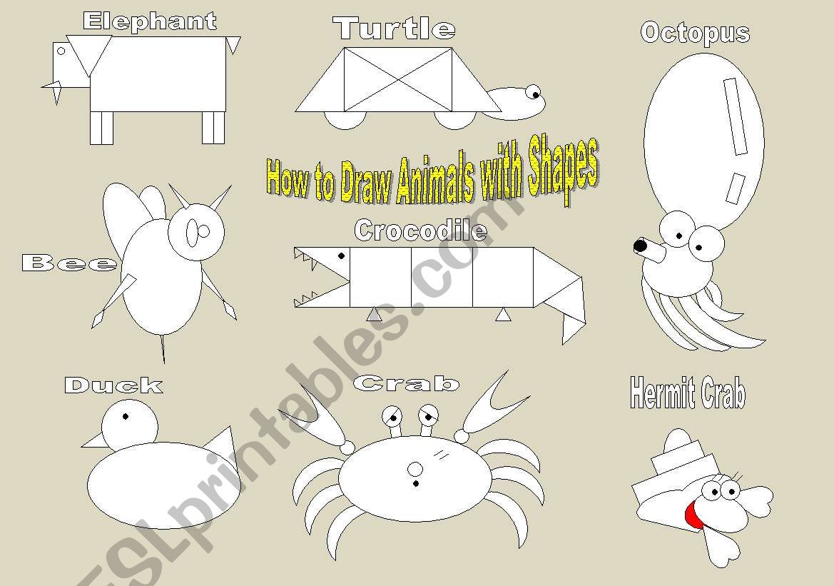How To Draw Animals Using Shapes ESL Worksheet By Ibod47