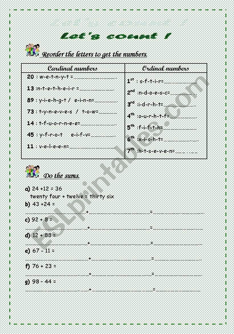 English worksheets: Let´s count
