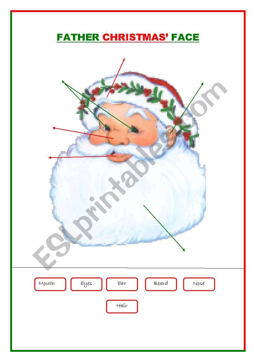 Father Christmas´ face - ESL worksheet by bruxamery