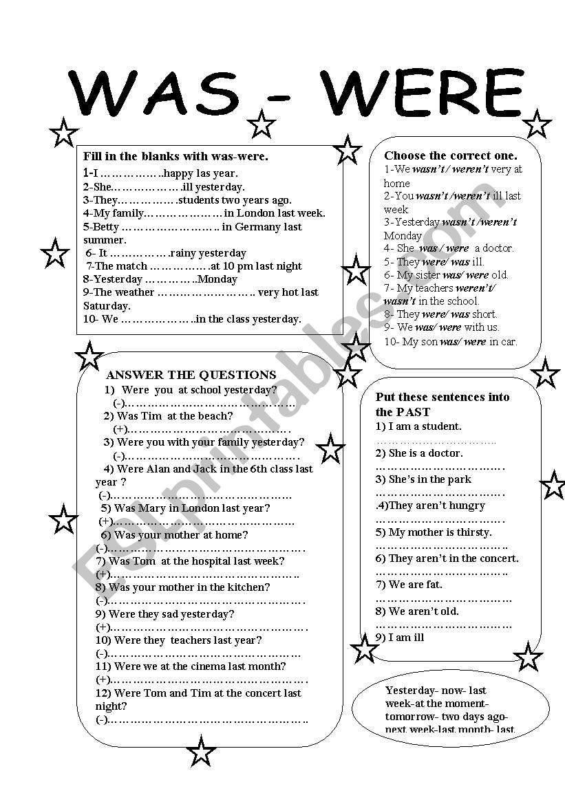 Was were ESL Worksheet By Bn526