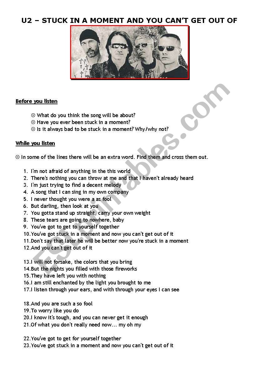 U2 - Song: Stuck in a moment and you can´t get out of it - ESL ...
