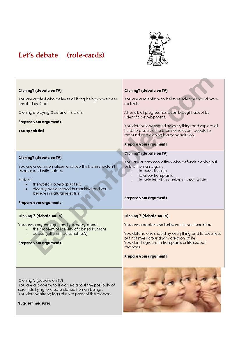 Let´s speak 2 - Role- cards for a debate + assessment grid - ESL ...