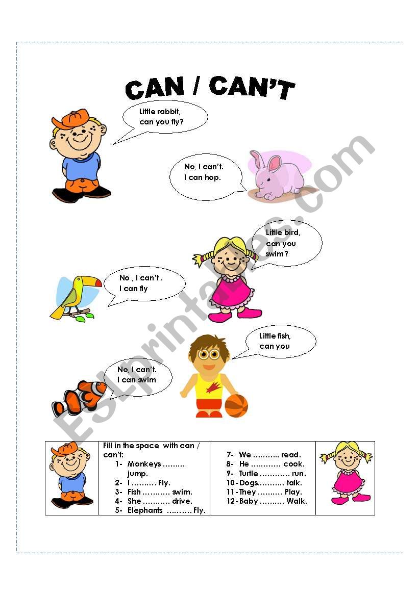 can / can´t - ESL worksheet by marwashehab