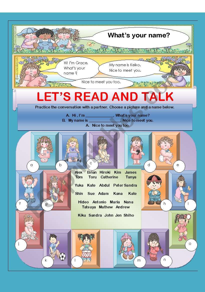 WHAT´S YOUR NAME? - ESL worksheet by phil niro