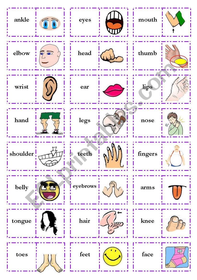 LetÂ´s play dominoes! Set 5 - Parts of the body - ESL worksheet by Silvia33