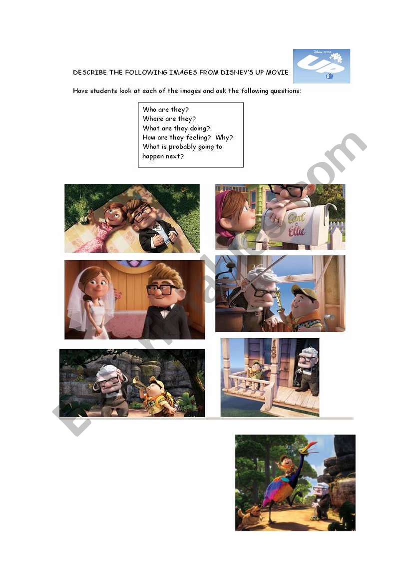 PIXAR´S UP ORAL PRACTICE - ESL worksheet by apsita27