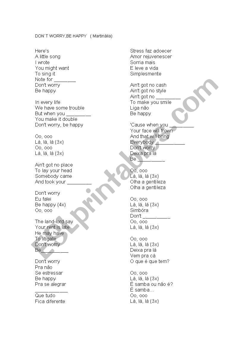 English worksheets: Don´t worry,be happy