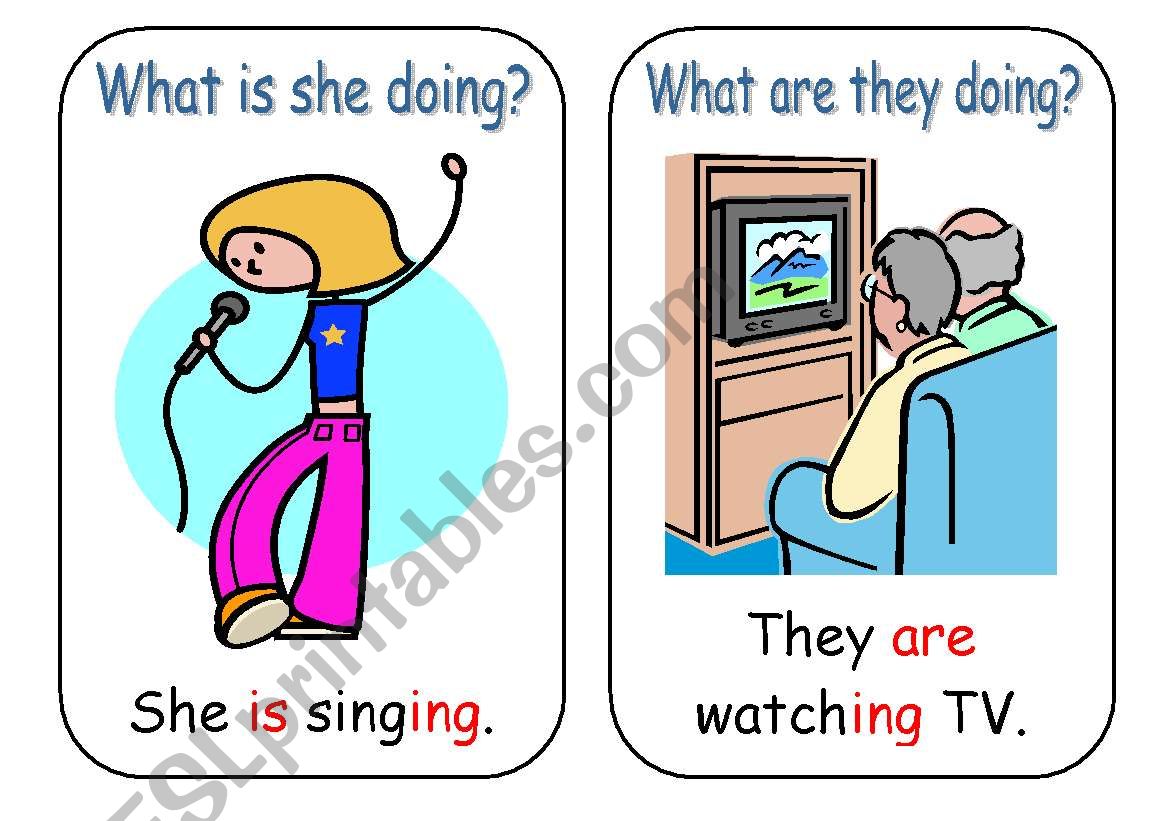 Present Continuous Tense Flash Cards