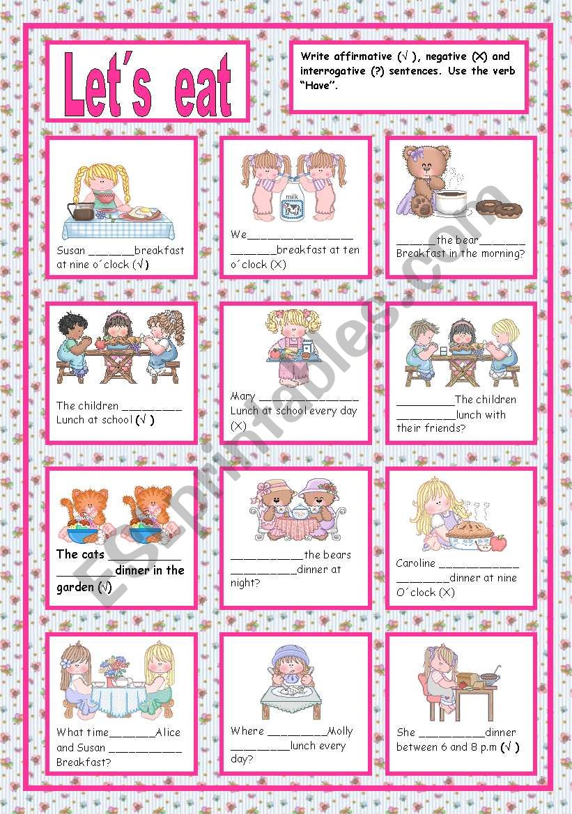 Let´s eat - ESL worksheet by Malvarosa