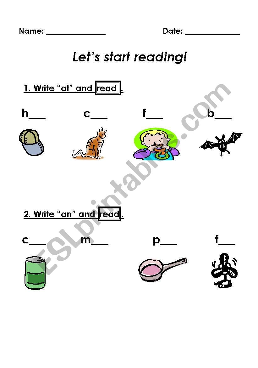 English worksheets: let´s start reading