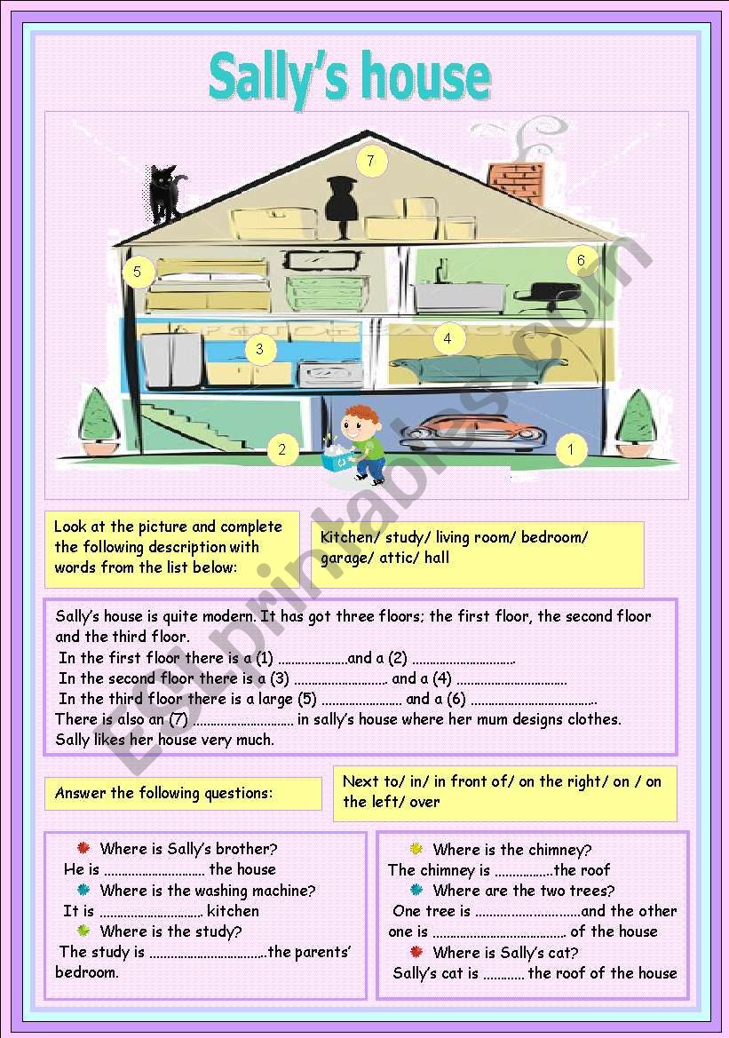sally´s house - ESL worksheet by ben 10
