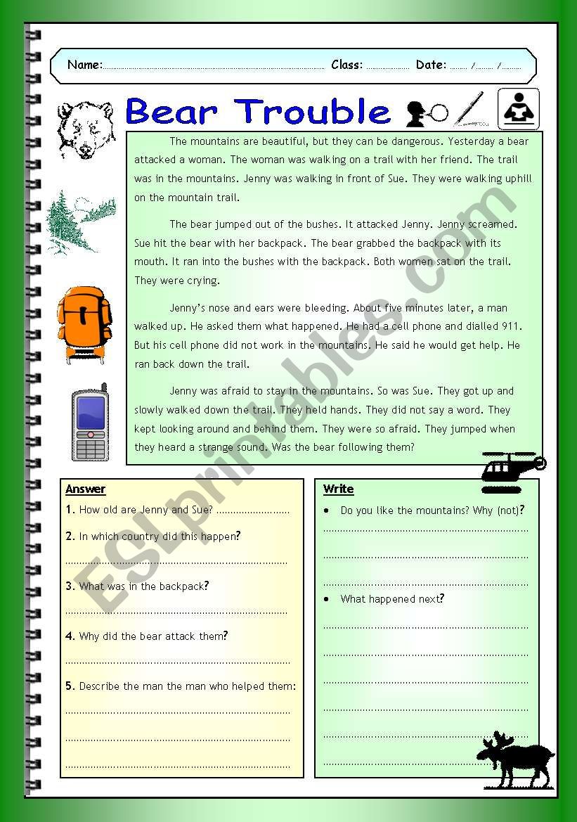 Imaginative Reading Comprehension - Bear Trouble (Elementary) - ESL ... Imaginative Reading Comprehension - Bear Trouble (Elementary) - ESL ...