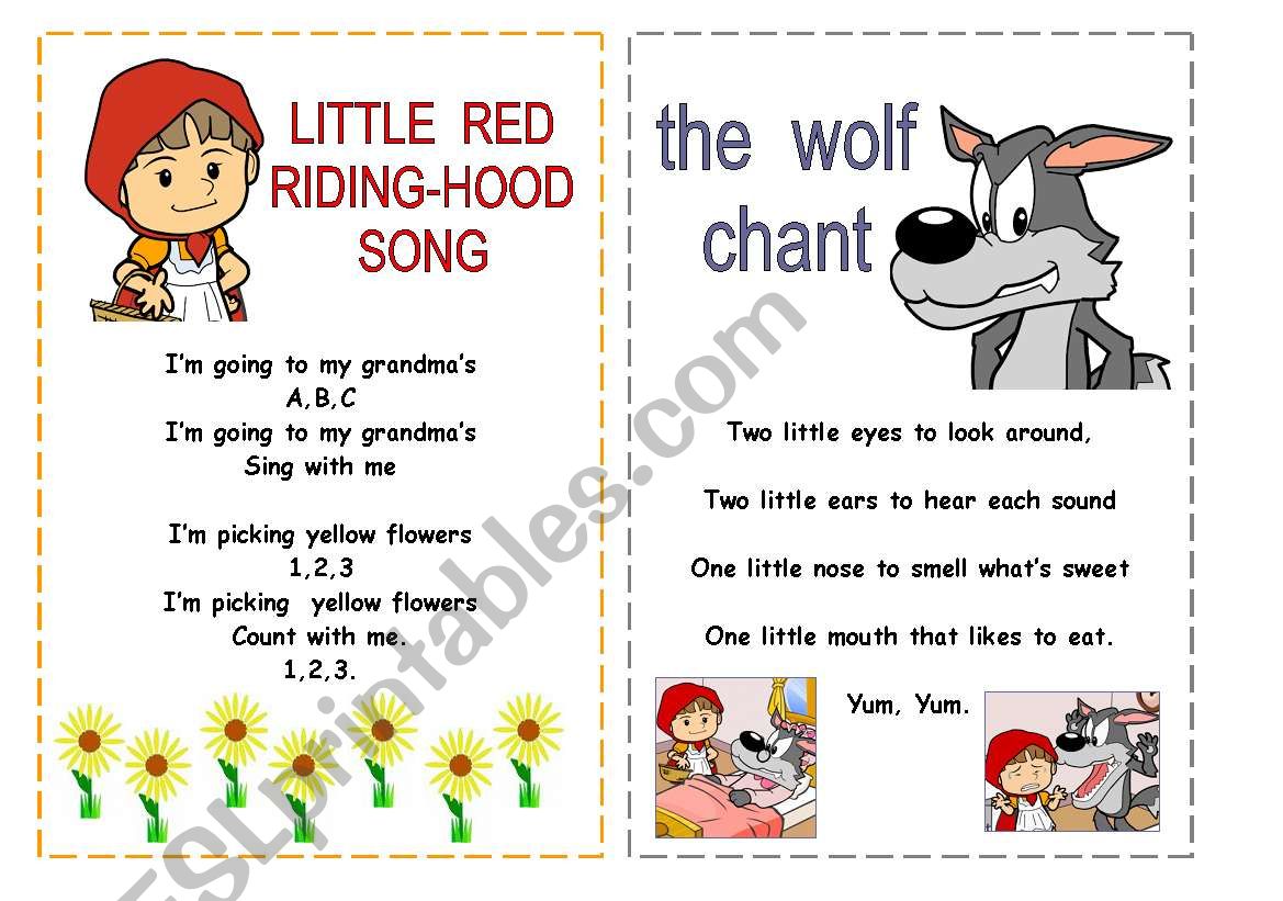 Song and Chant. Little Red Riding Hood - ESL worksheet by MºDolores Song and Chant. Little Red Riding Hood - ESL worksheet by MºDolores