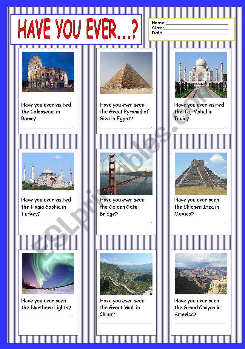 have you ever...? - ESL worksheet by Ayfer Dal