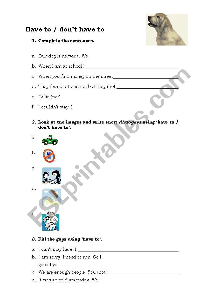 English worksheets: Have to / don´t have to
