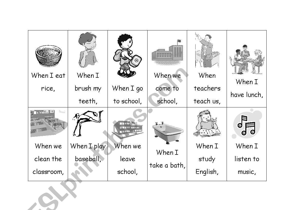 Set of Cards Using ´When...´ - ESL worksheet by jai_aaron