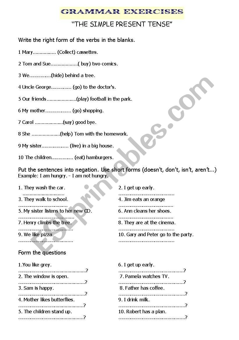 Simple Present Tense Esl Worksheet By Semuil