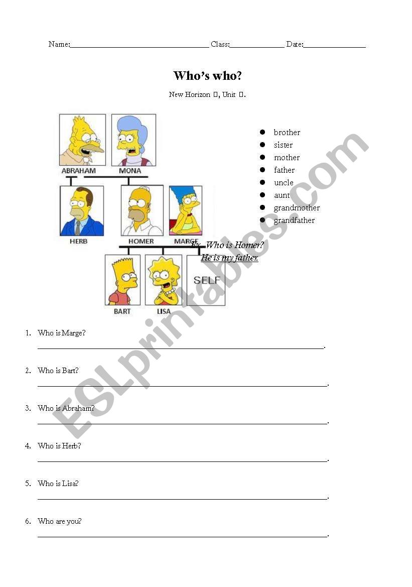 Who´s who - ESL worksheet by aznatama