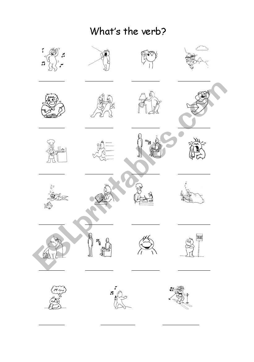 What´s the verb? or What is he doing? - ESL worksheet by christtine