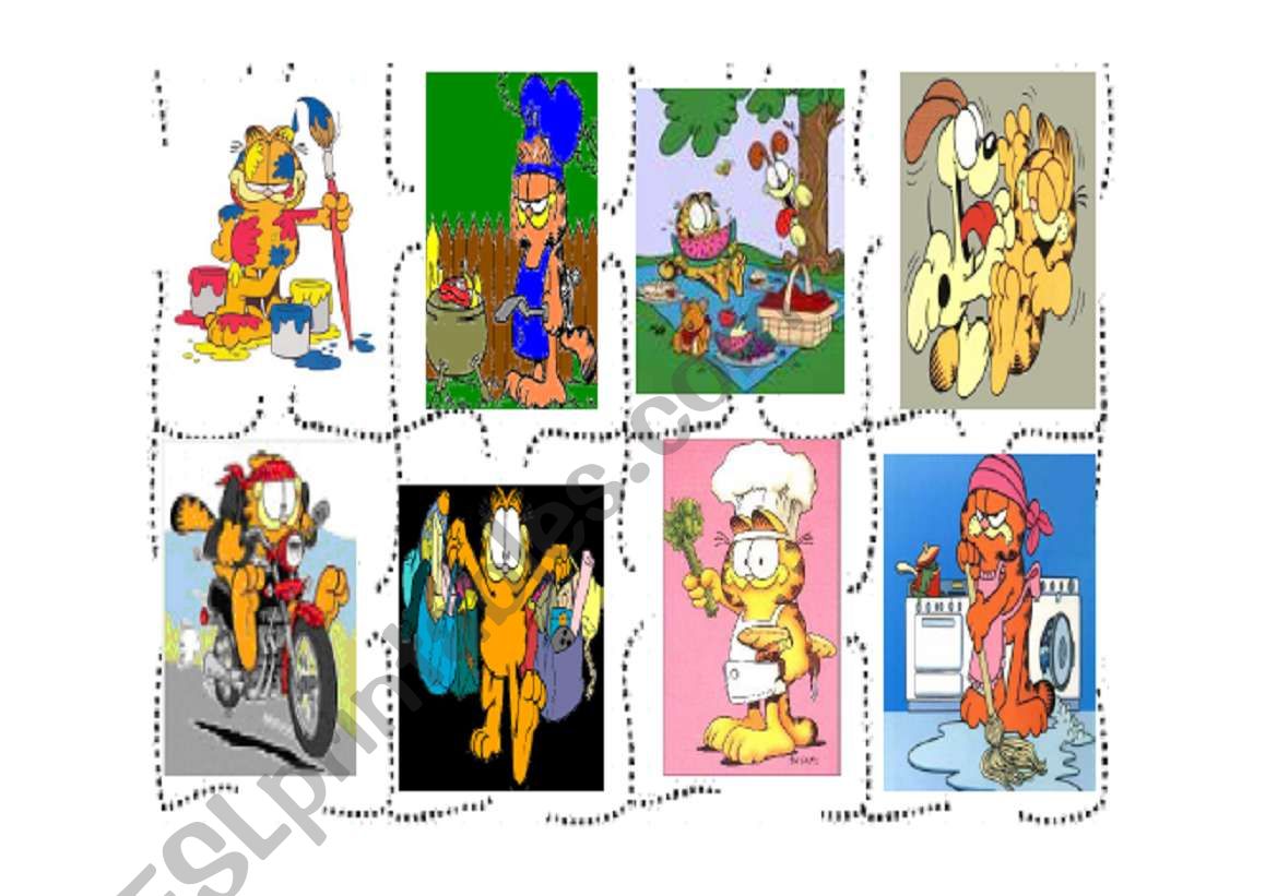 garfield´s daily routine second part - ESL worksheet by jack_y1000