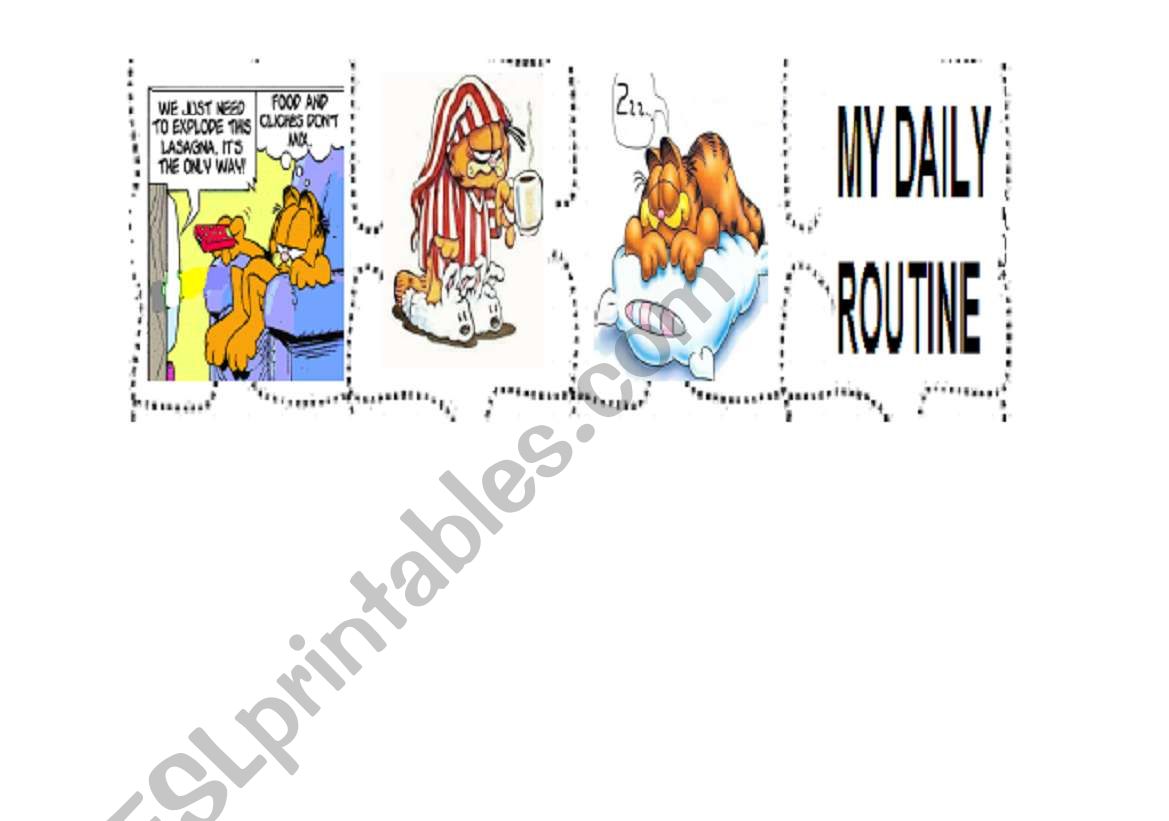 English worksheets: garfield´s daily routine third and last part