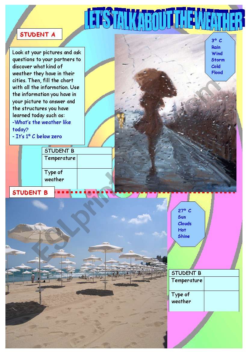 English worksheets: Let´s talk about the weather