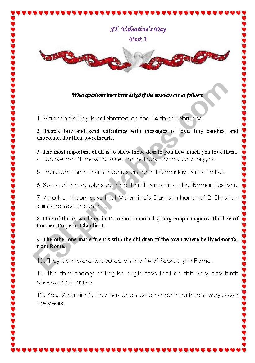 St.Valentine´s Day part 3 - ESL worksheet by tjoma