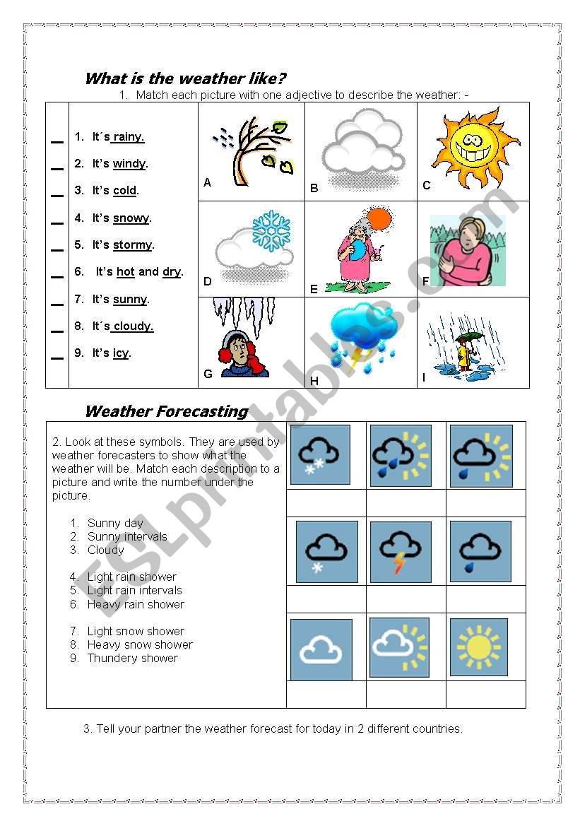 What´s the weather like? - ESL worksheet by antoper