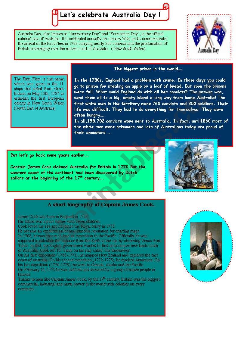 let´s celebrate Australia Day! - ESL worksheet by mimau