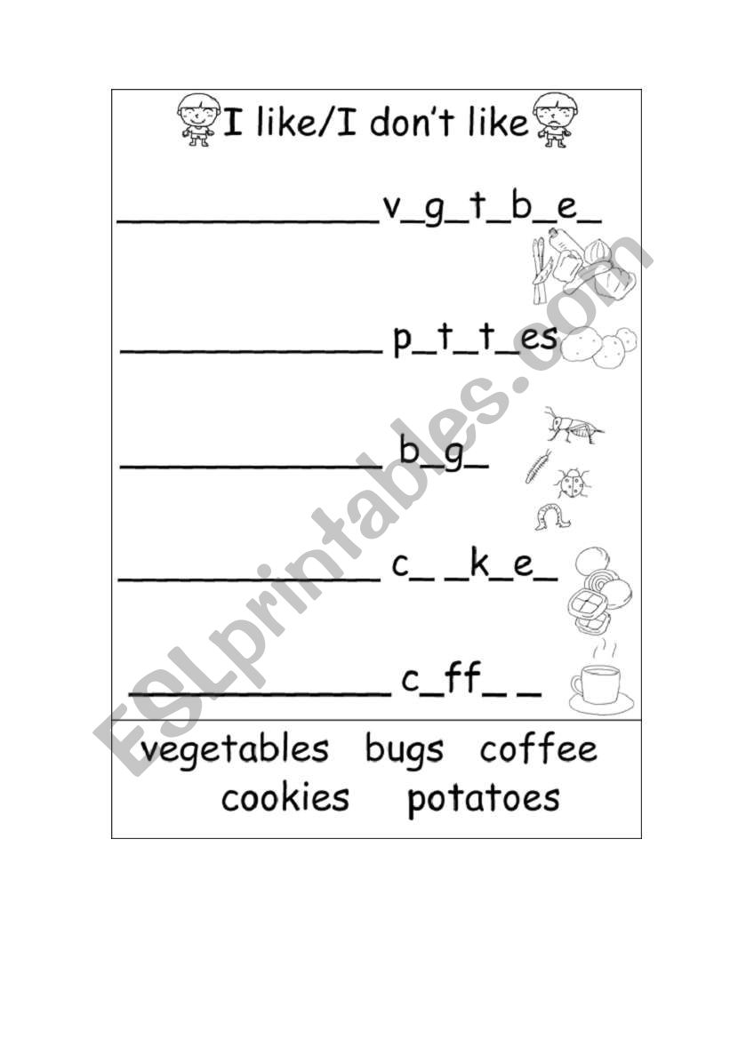 like and don´t like - ESL worksheet by bossom