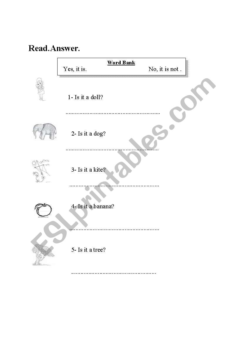English worksheets: Is it ...? Yes, it is. No, it isn´t.