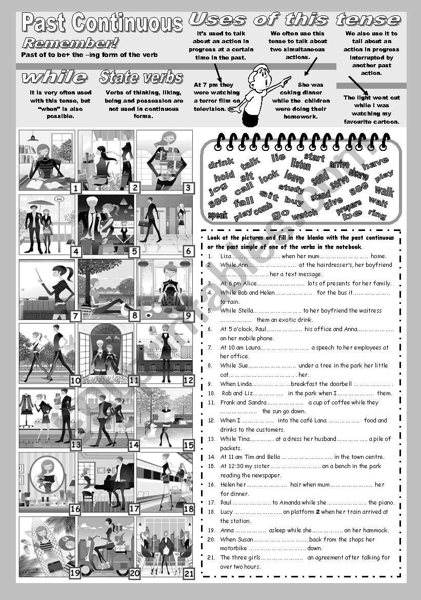 Past Continuous Tense Worksheet English Grammar Worksheets English
