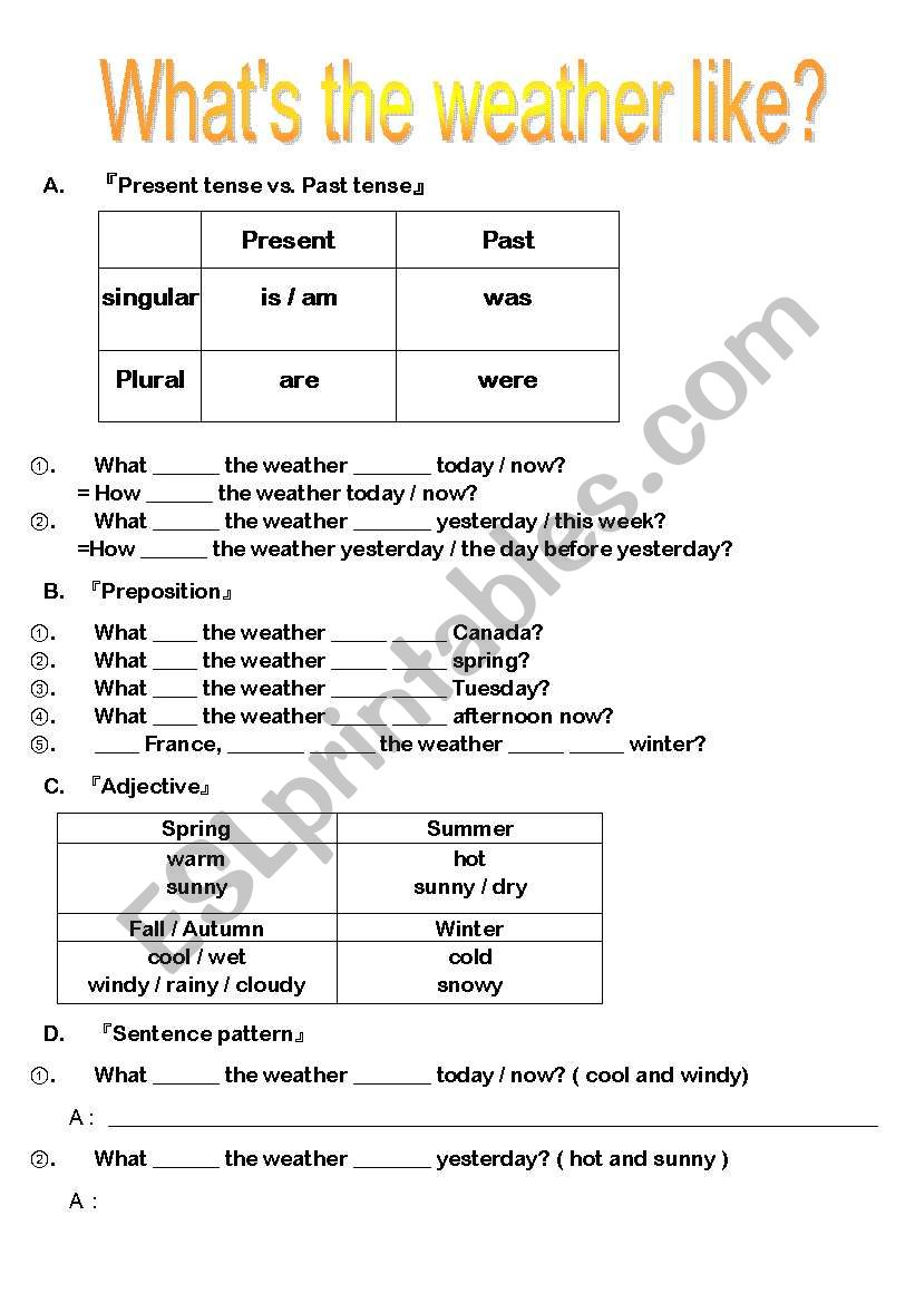 English worksheets: What´s the weather like