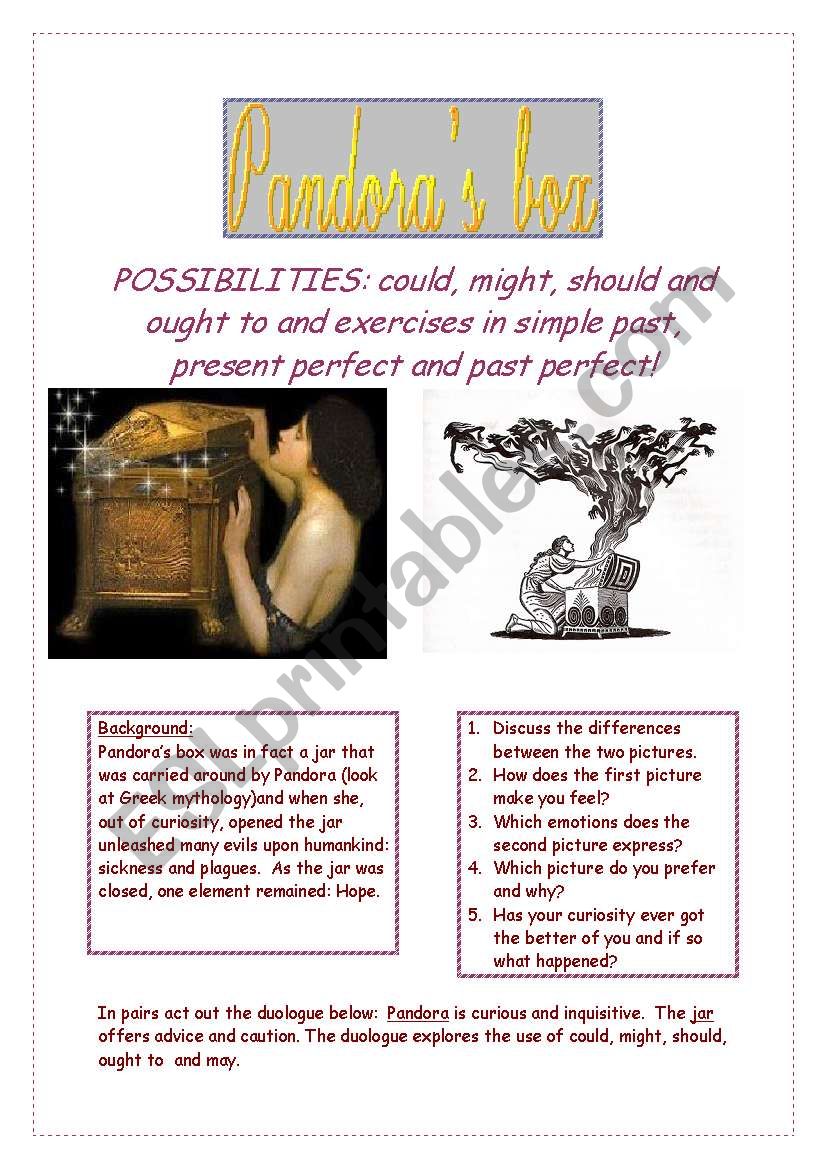 pandora´s box and to open or not to open! - ESL worksheet by cornelia.agnes