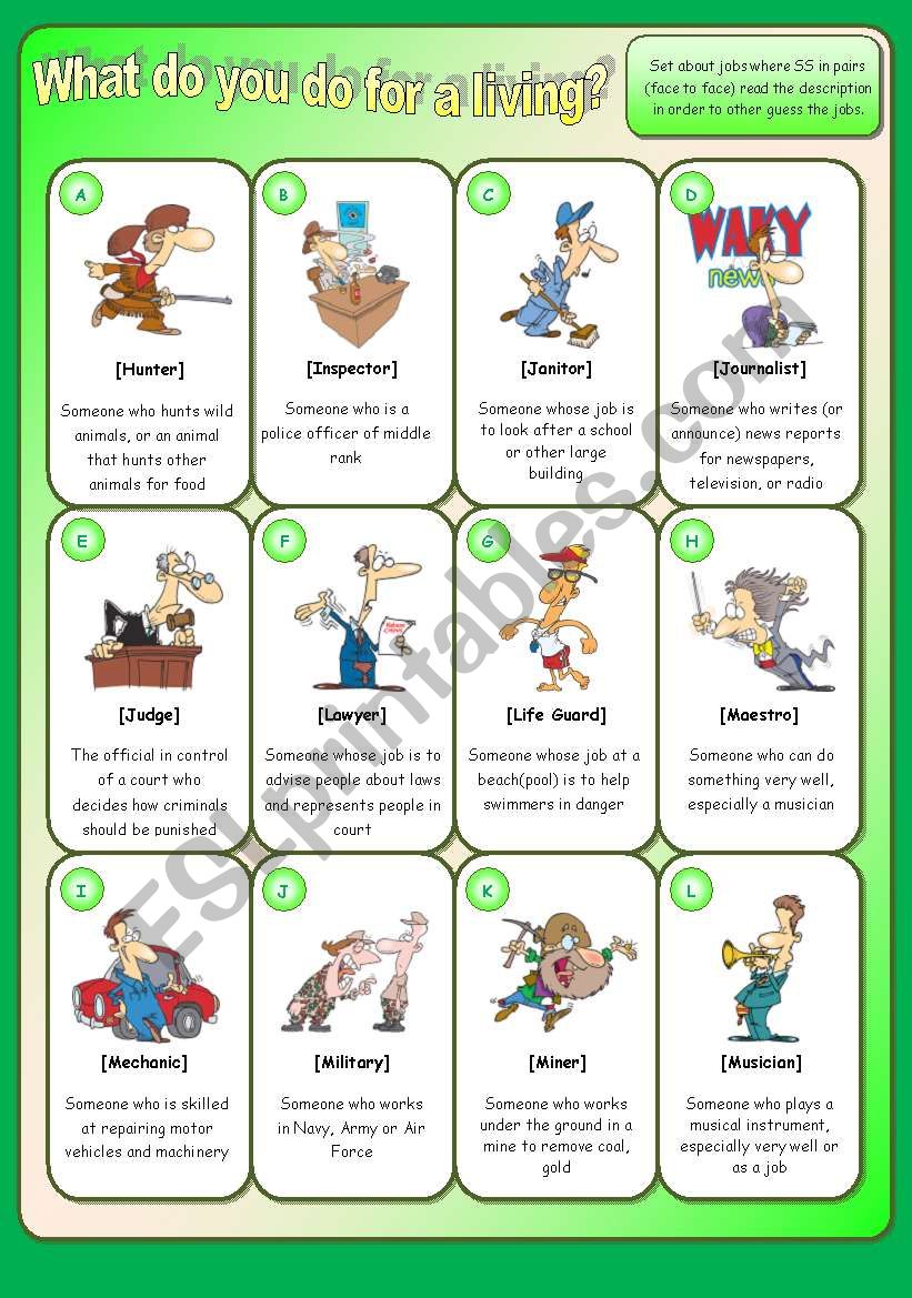What Do You Do For A Living ESL Worksheet By Marinaangelaa What Do You Do For A Living ESL Worksheet By Marinaangelaa