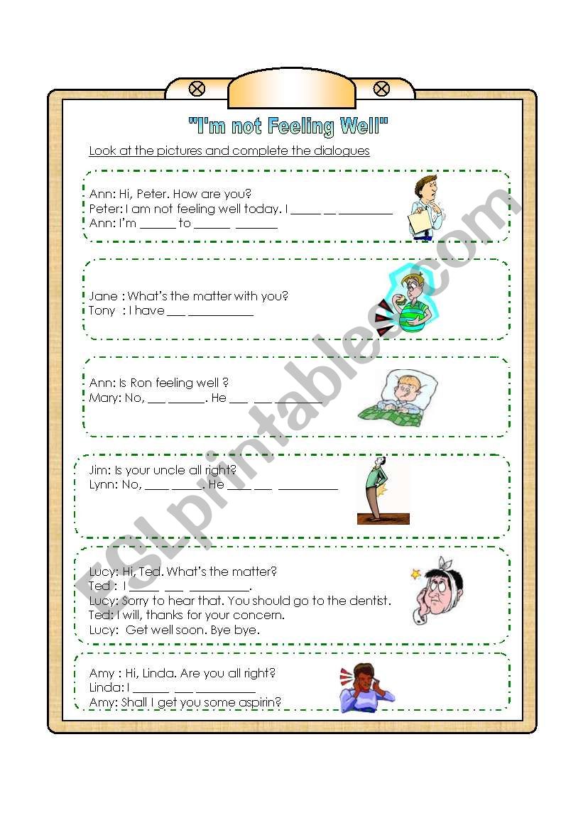 I´m not Feeling Well - ESL worksheet by allbright
