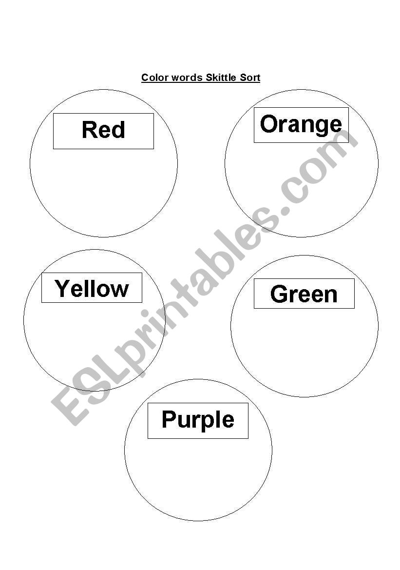 English worksheets: Skittle Sort