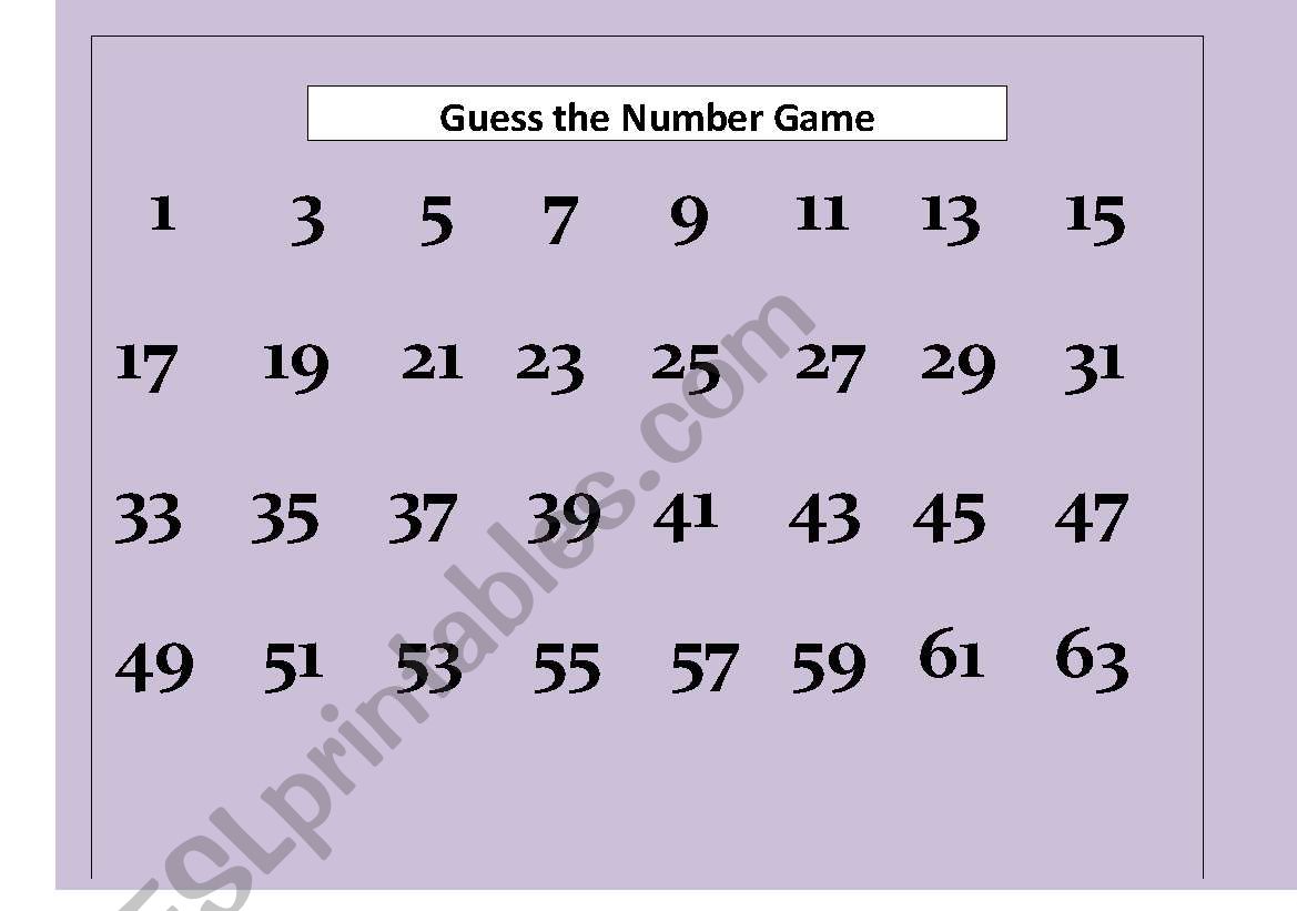 Guess the Number They´re Thinking Of! - ESL worksheet by Raul7