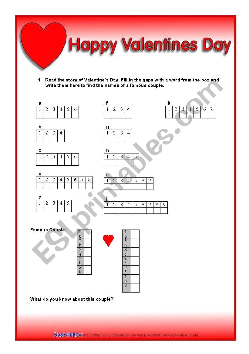 Reading Origins Valentine´s Day - ESL worksheet by bienke