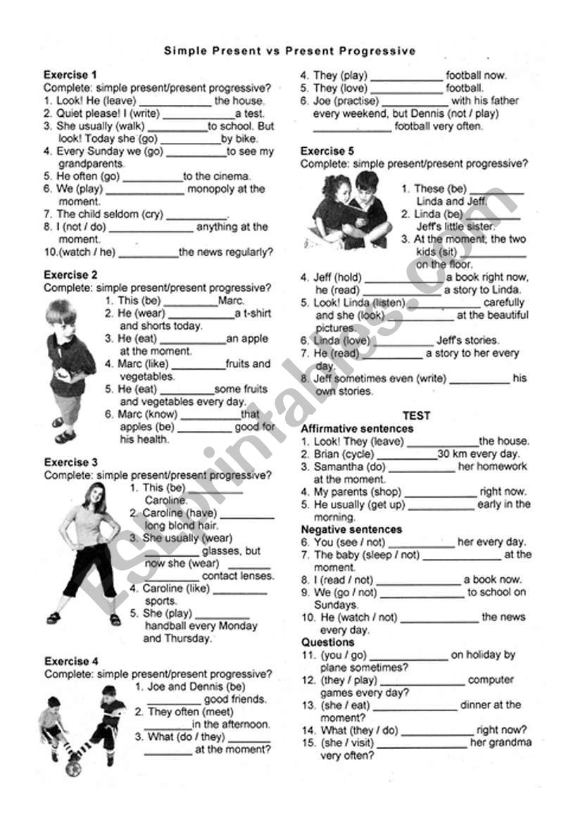 Simple Present Vs Present Progressive ESL Worksheet By Angelinaz