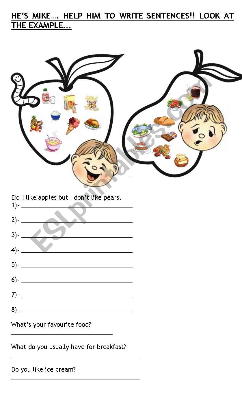 MIKE´S FOOD - ESL worksheet by SOSI1980