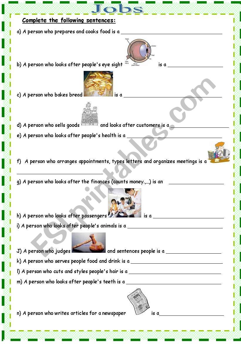 English worksheets: JObs – What do they do?