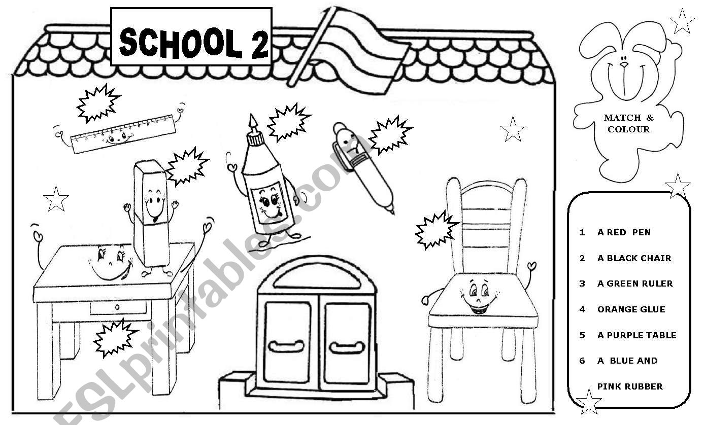 SCHOOL 2 - For very Young learners – B&W - - ESL worksheet by Vivi Quir