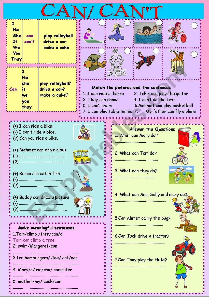 Can/ can´t - ESL worksheet by victoryturk1