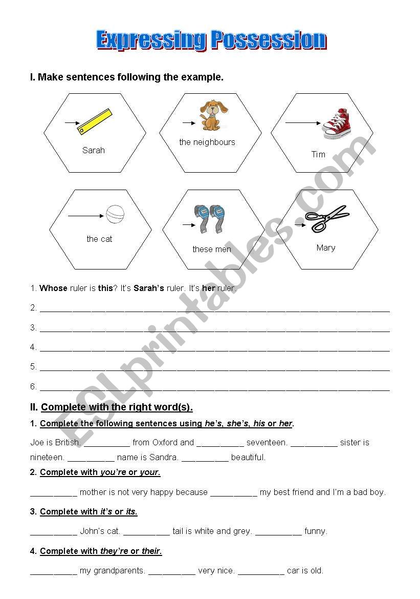 English worksheets: Expressing POSSESSION: Whose...is this/that? Whose ...