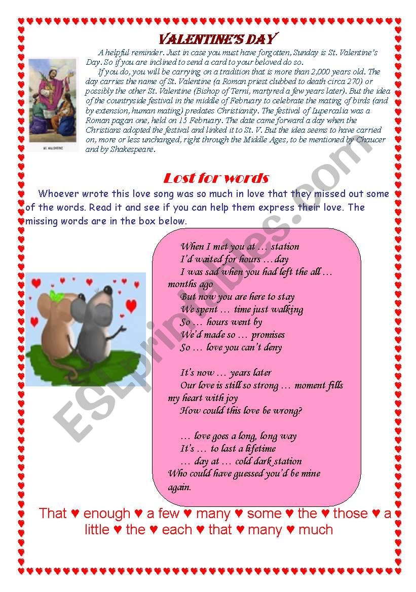 Valentine´s Day - ESL worksheet by Irishenka