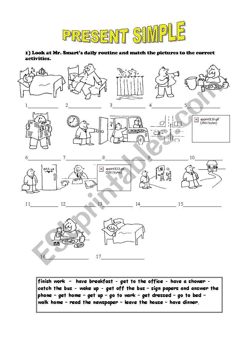 Present Simple Daily Routine Worksheet