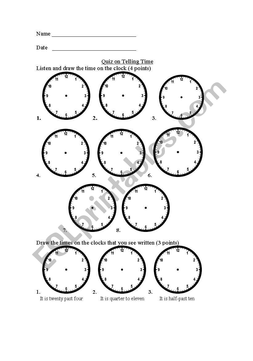 Telling Time Worksheet ESL Worksheet By Glavin