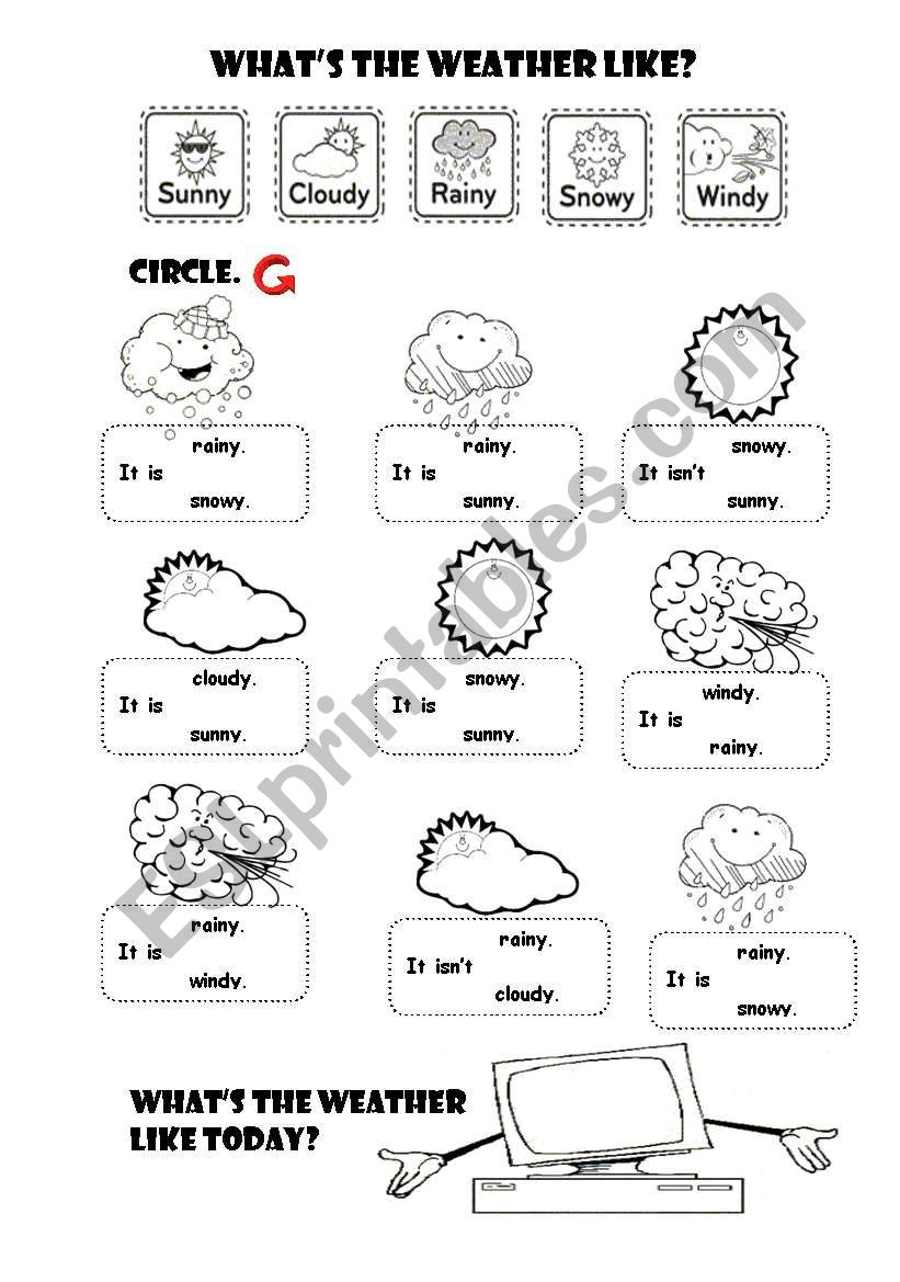 WHAT´S THE WEATHER LIKE? - ESL worksheet by Fabiola Salinas